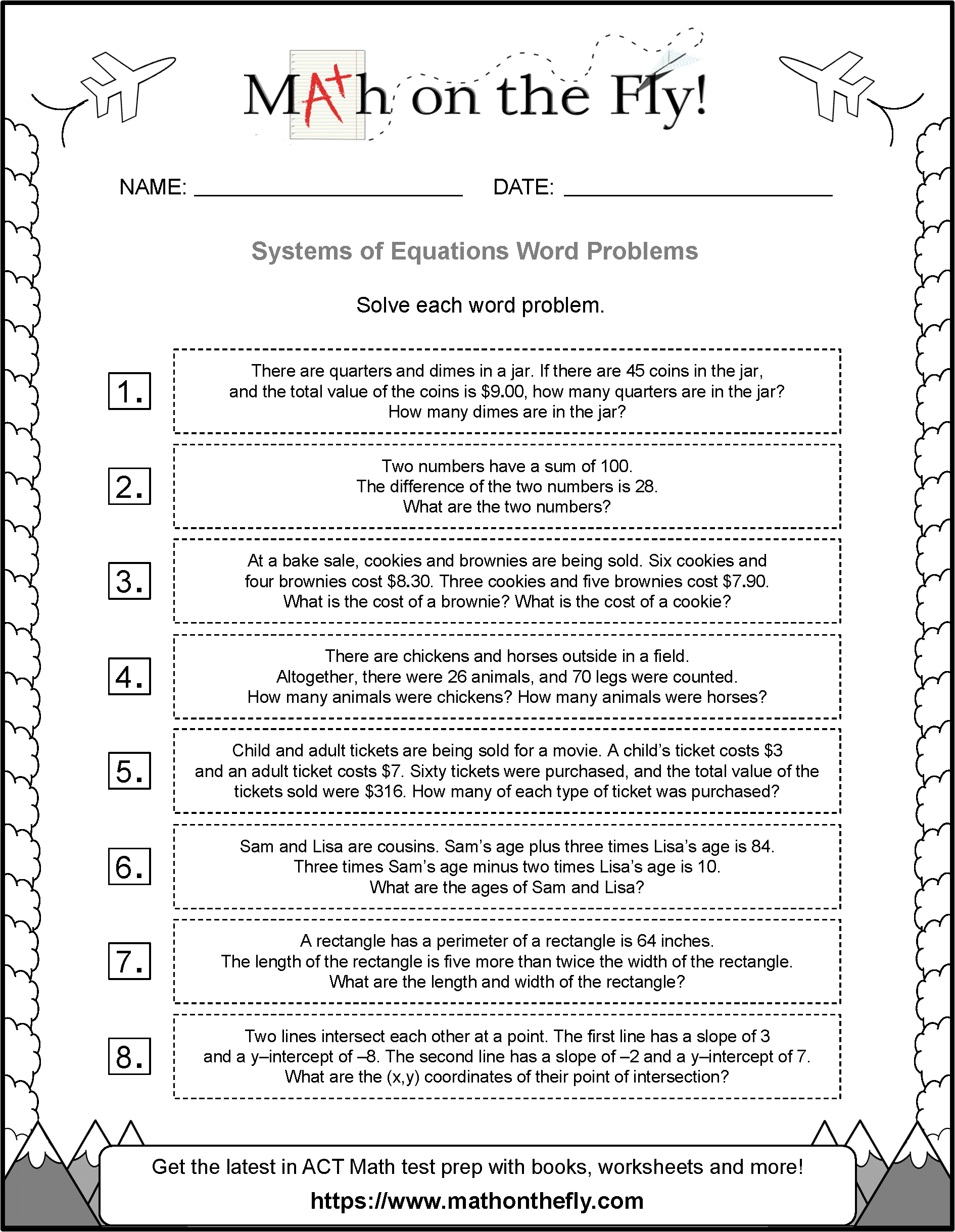 Algebra Worksheets – Math On The Fly